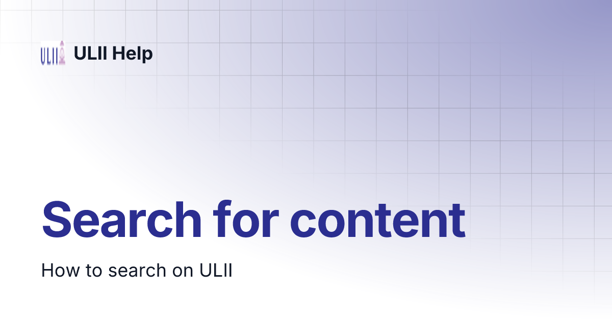 Search for content | ULII Help