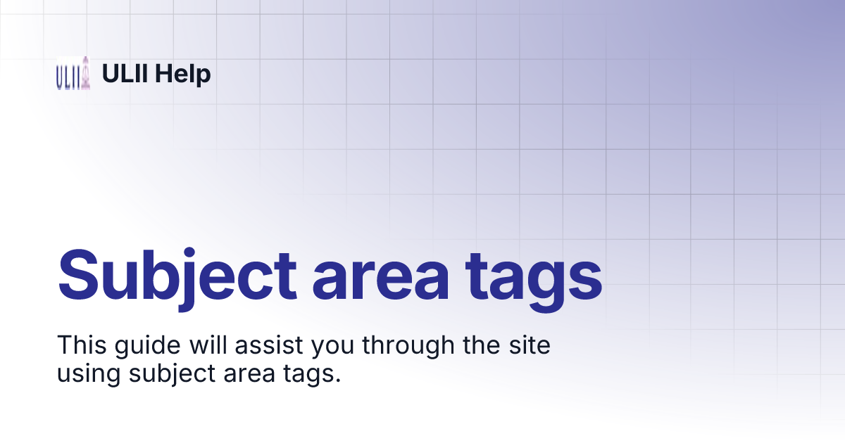Subject area tags | ULII Help